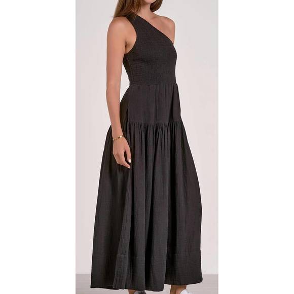Elan | Dresses | New Elan One Shoulder Strap Maxi In Black | Poshmark